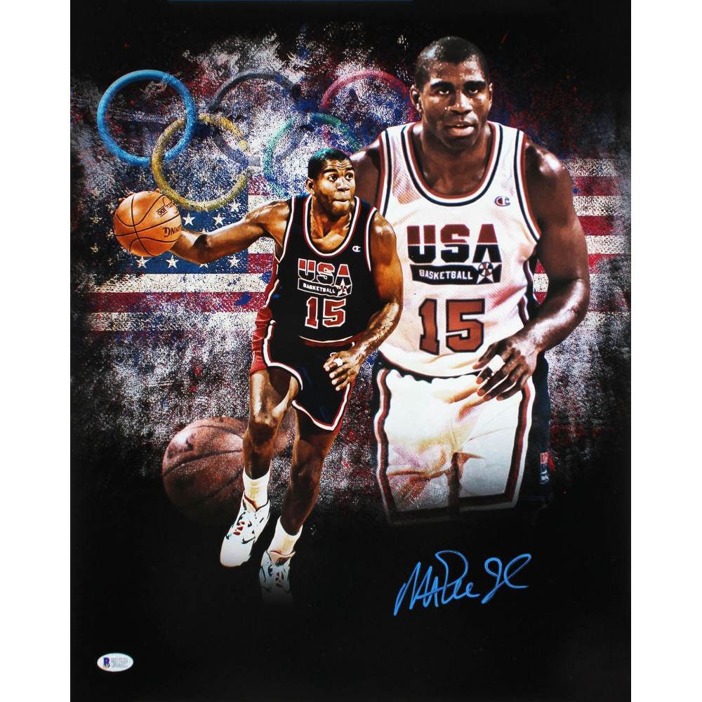 Magic Johnson Signed Team USA 16x20 Photo (Johnson) | Pristine Auction