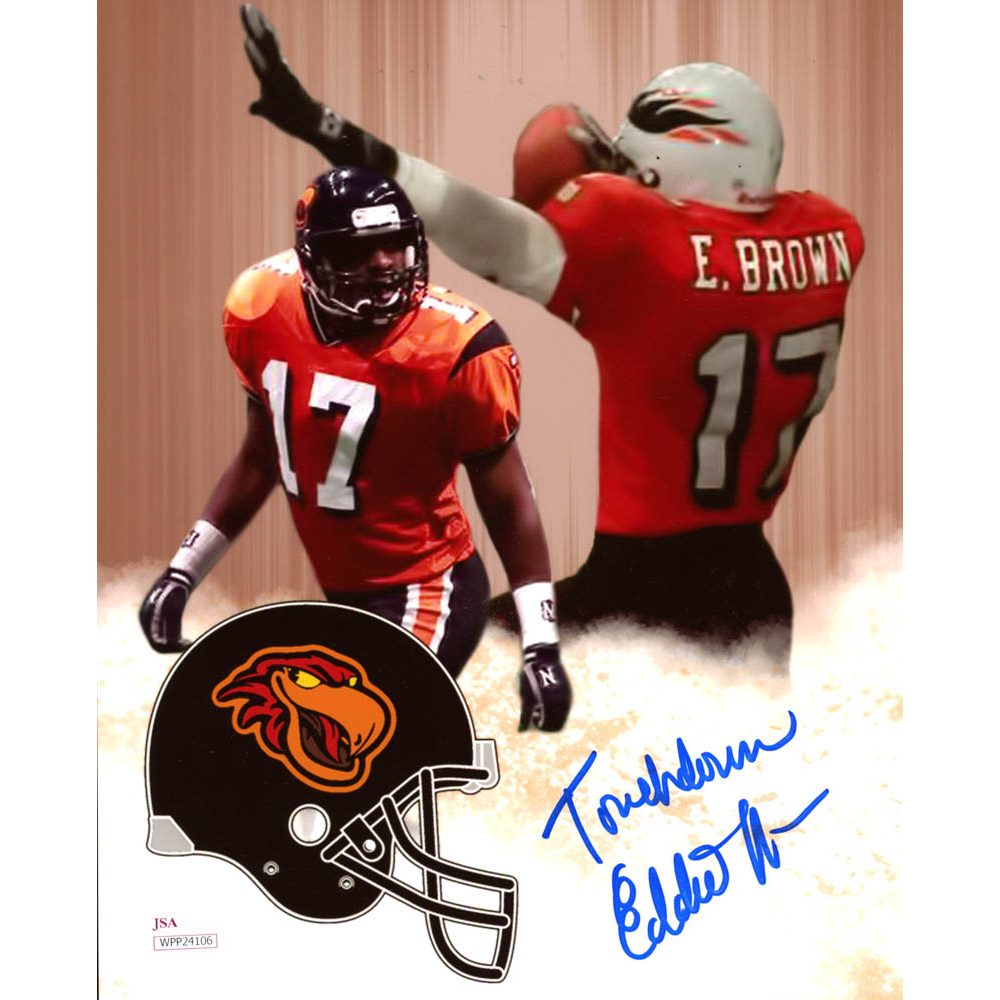 Eddie Brown Signed Indiana Firebirds 8x10 Photo Inscribed "Touchdown ...