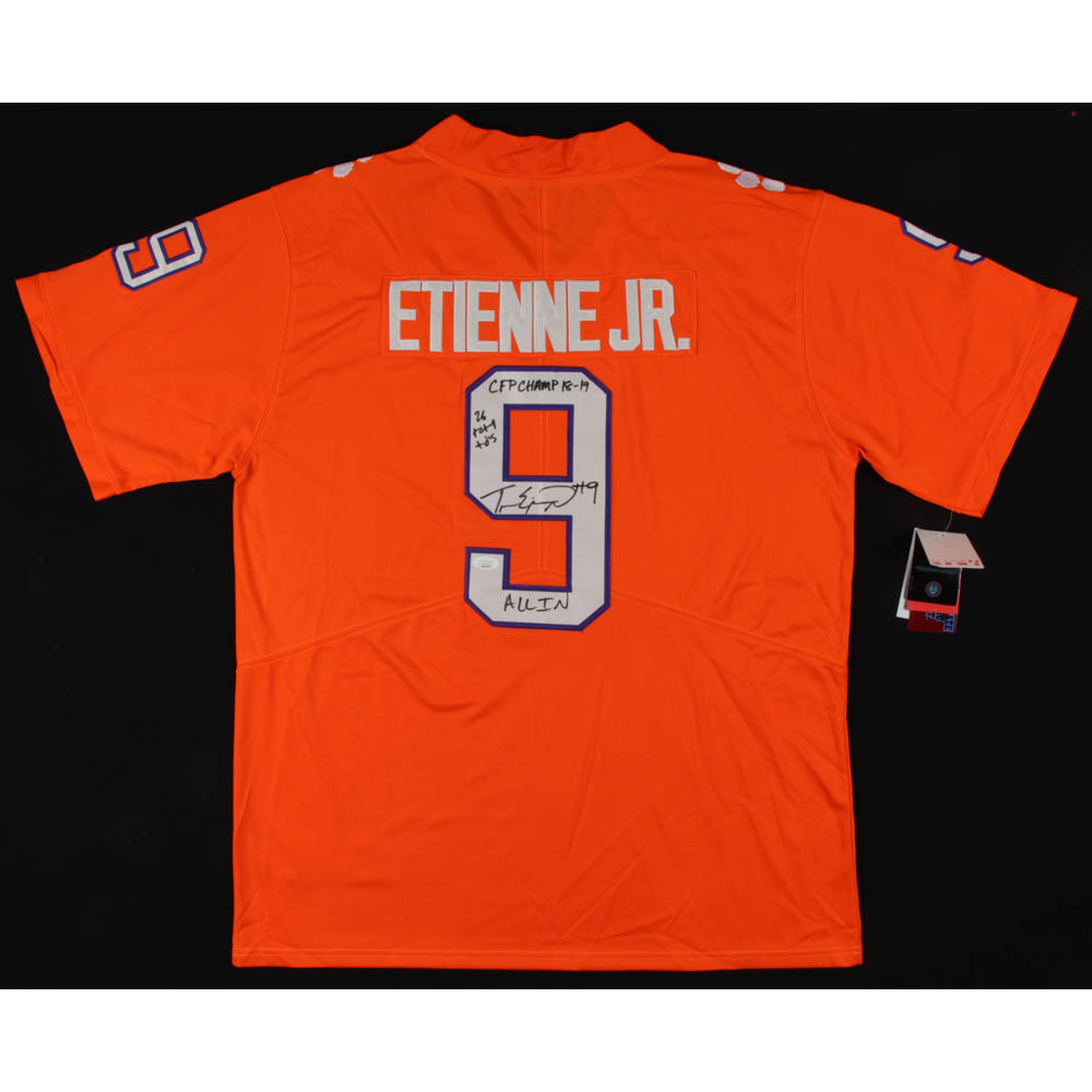 Travis Etienne Signed Clemson Tigers Jersey With Multiple Inscriptions ...