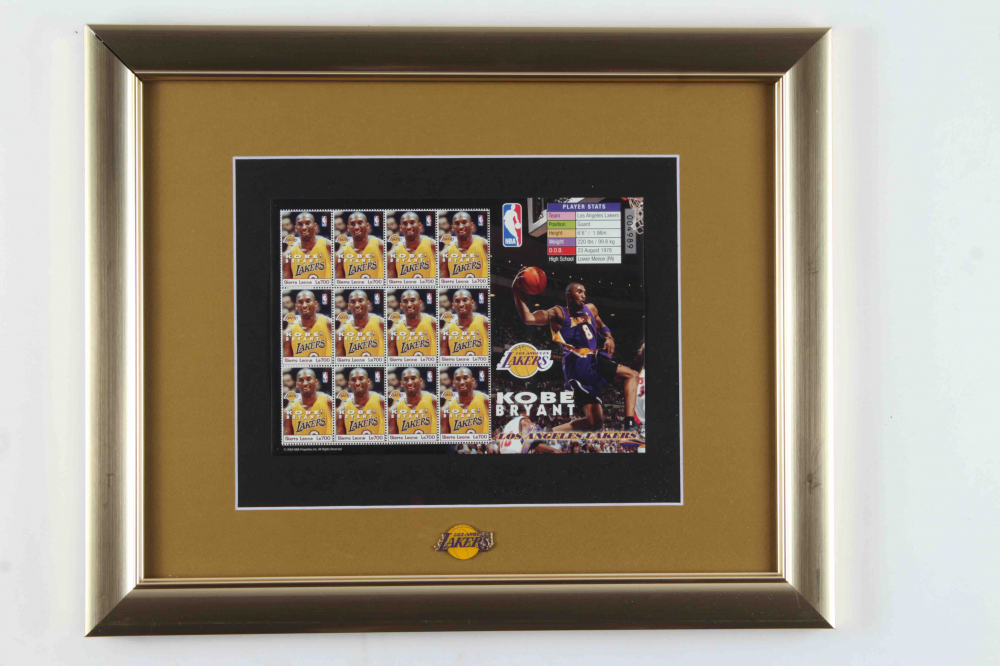 Kobe Bryant 13x16 Custom Framed Uncut Full Stamp Sheet Display with (12 ...