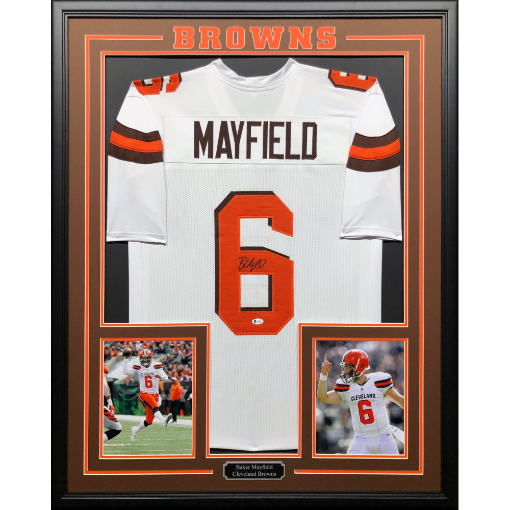 Baker Mayfield Signed 34.5x42.5 Custom Framed Jersey (Beckett COA ...