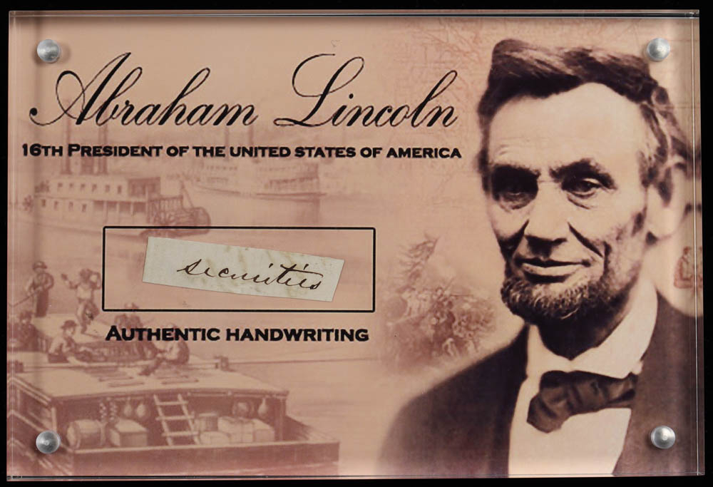 Abraham Lincoln Authentic Hand-Written Word Cut in Acrylic Display Case ...