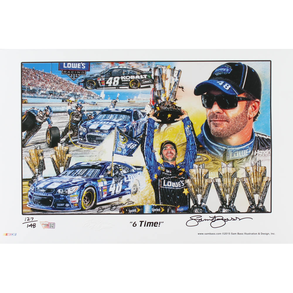 Sam Bass Signed LE 2015 Jimmie Johnson "6-Time!" 11x17 Print (Fanatics ...