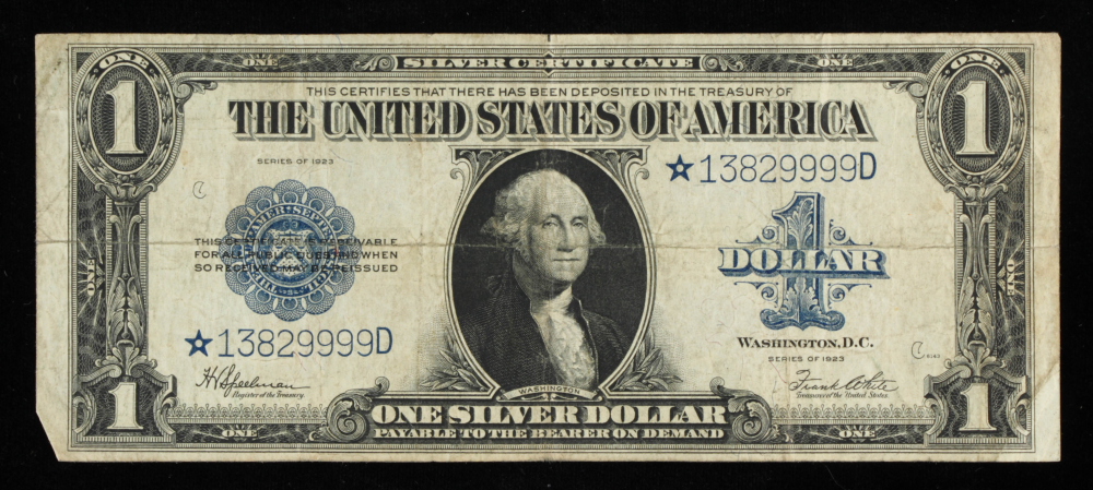 1923 Star Note $1 One-Dollars Blue Seal Silver Certificate Note ...