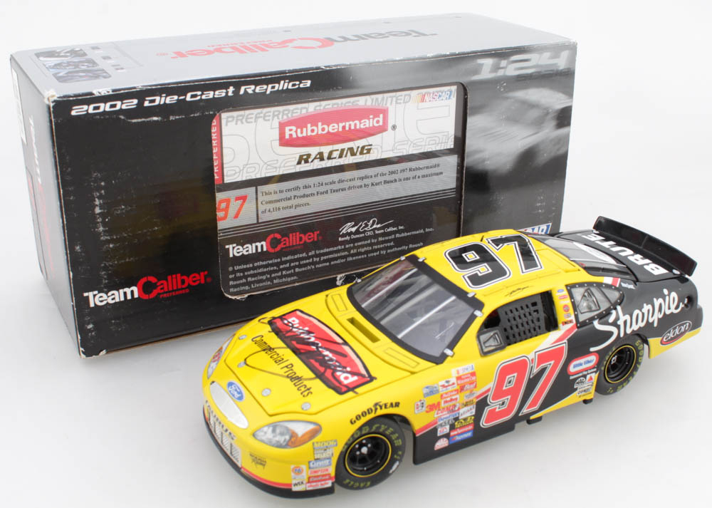 Kurt Busch Signed 2002 NASCAR #97 Rubbermaid Ford Taurus 1:24 Premium ...