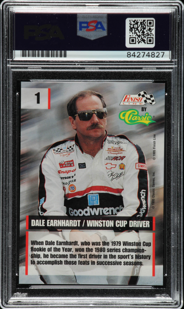 Dale Earnhardt Sr. Signed 1995 Finish Line #1 (PSA Encapsulated ...