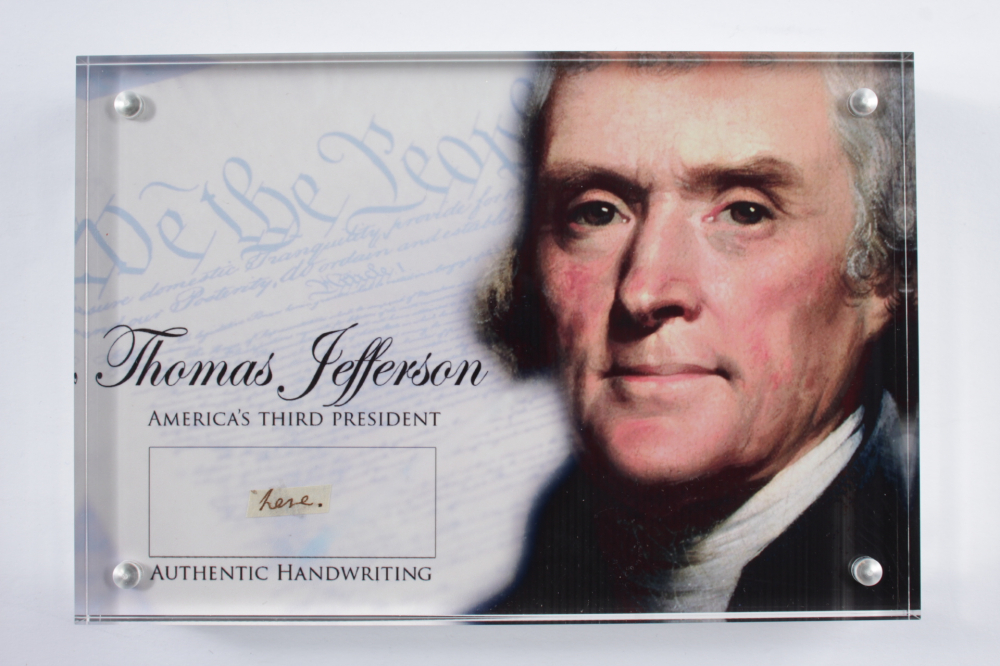 Thomas Jefferson Authentic Hand-Written Word Cut in Acrylic Display ...
