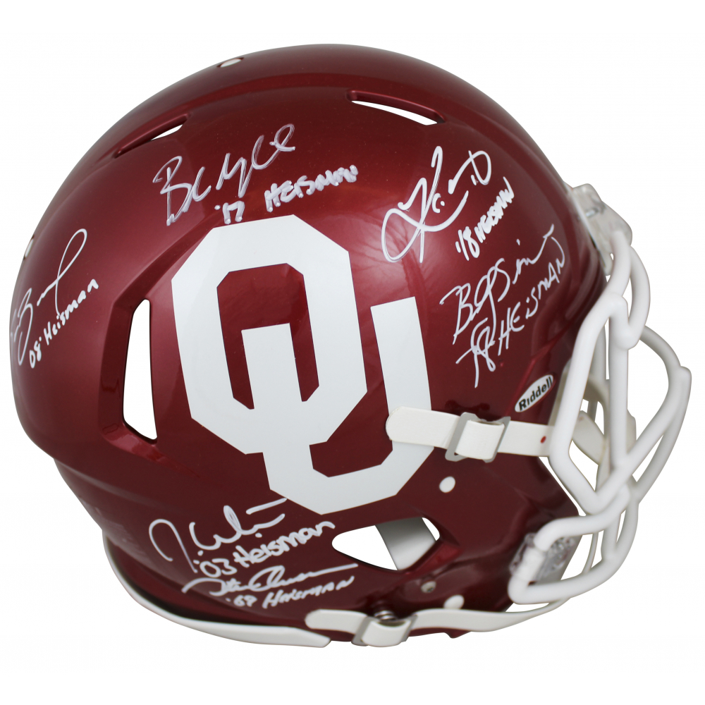 Oklahoma Sooners Full-Size Authentic On-Field Speed Helmet Signed by (6 ...