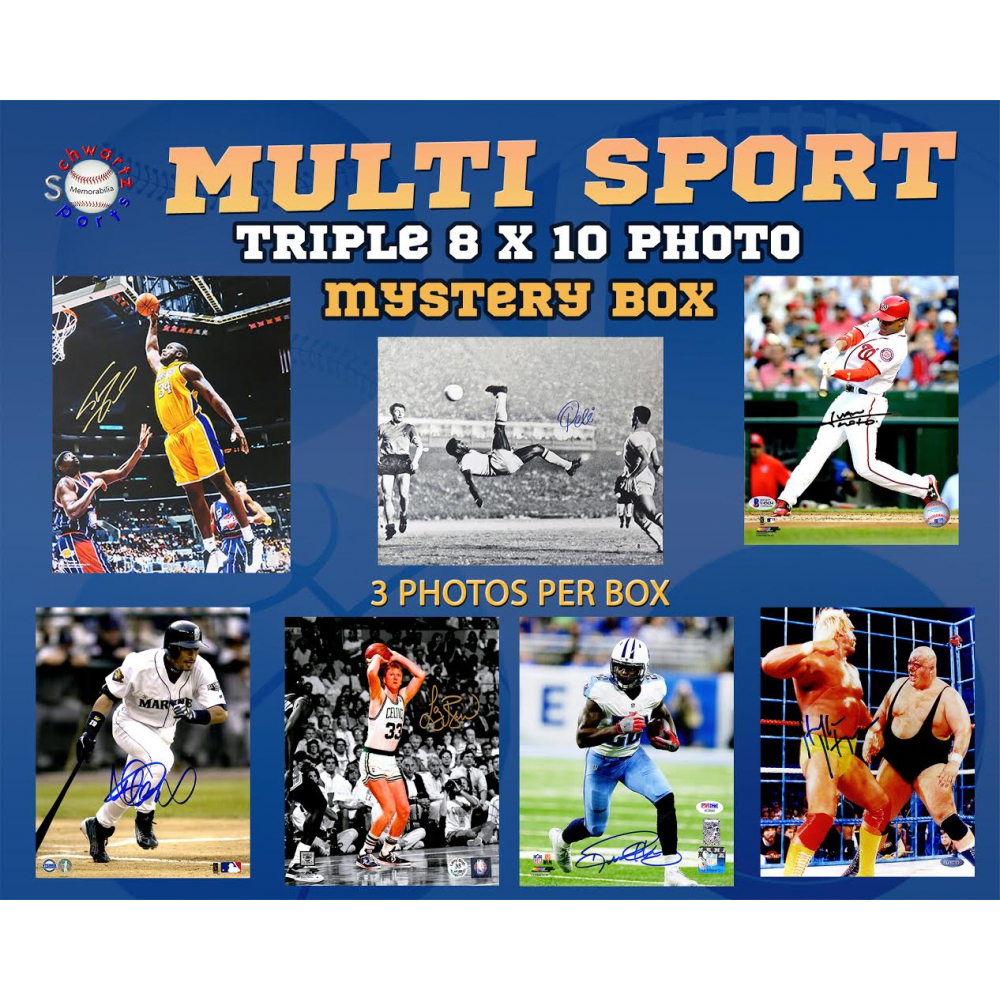 Schwartz Sports Multi Sport Signed TRIPLE 8x10 Photo Collection Mystery ...