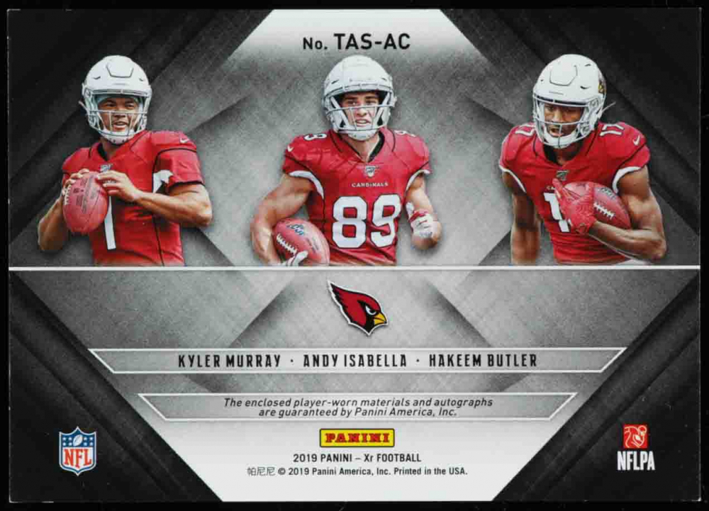 Hakeem Butler / Andy Isabella / Kyler Murray 2019 Panini XR Triple ...