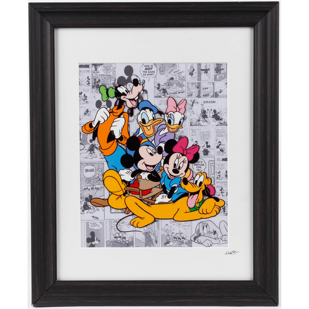 Walt Disney's "Disney Characters" 13.25x16.25 Custom Framed Hand ...