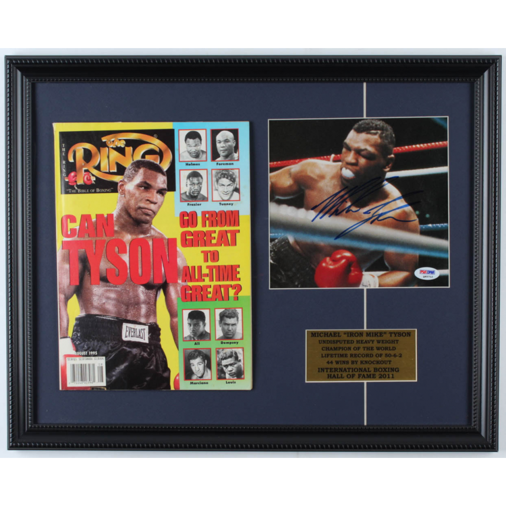 Mike Tyson Signed 16x20 Custom Framed Photo Display With 1995 Ring ...