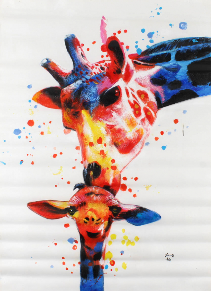 Rodney Weng Signed “Gentle Giant” 25.75x36.5 Original Oil Panting on ...