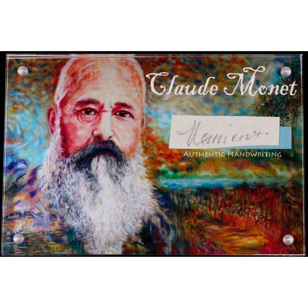 Claude Monet Authentic Hand-Written Word Cut in Acrylic Display Case ...