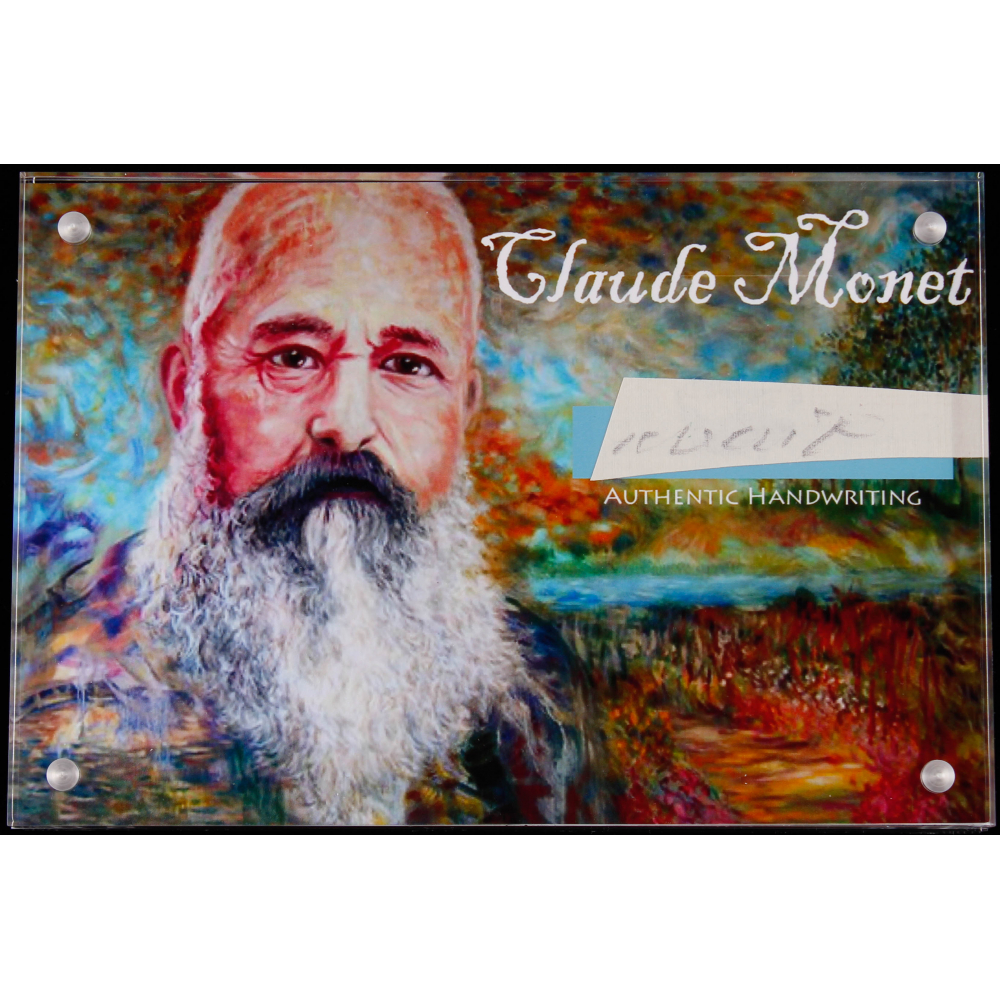 Claude Monet Authentic Hand-Written Word Cut in Acrylic Display Case ...