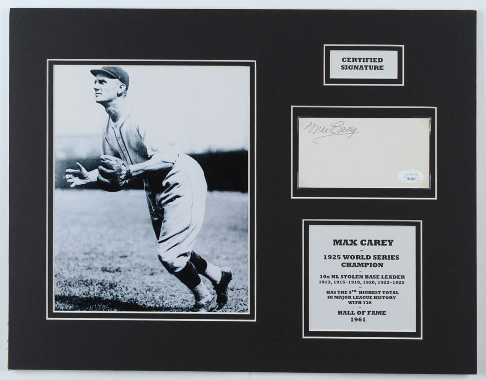 Max Carey Signed Pirates 14x18 Custom Matted Cut Display (JSA COA ...