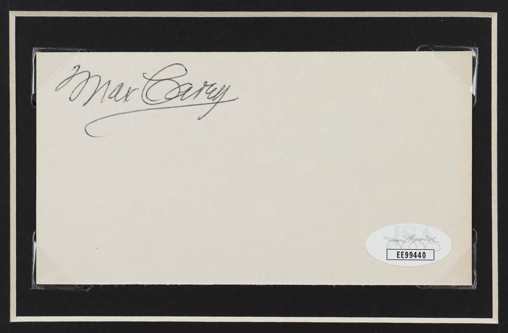 Max Carey Signed Pirates 14x18 Custom Matted Cut Display (JSA COA ...