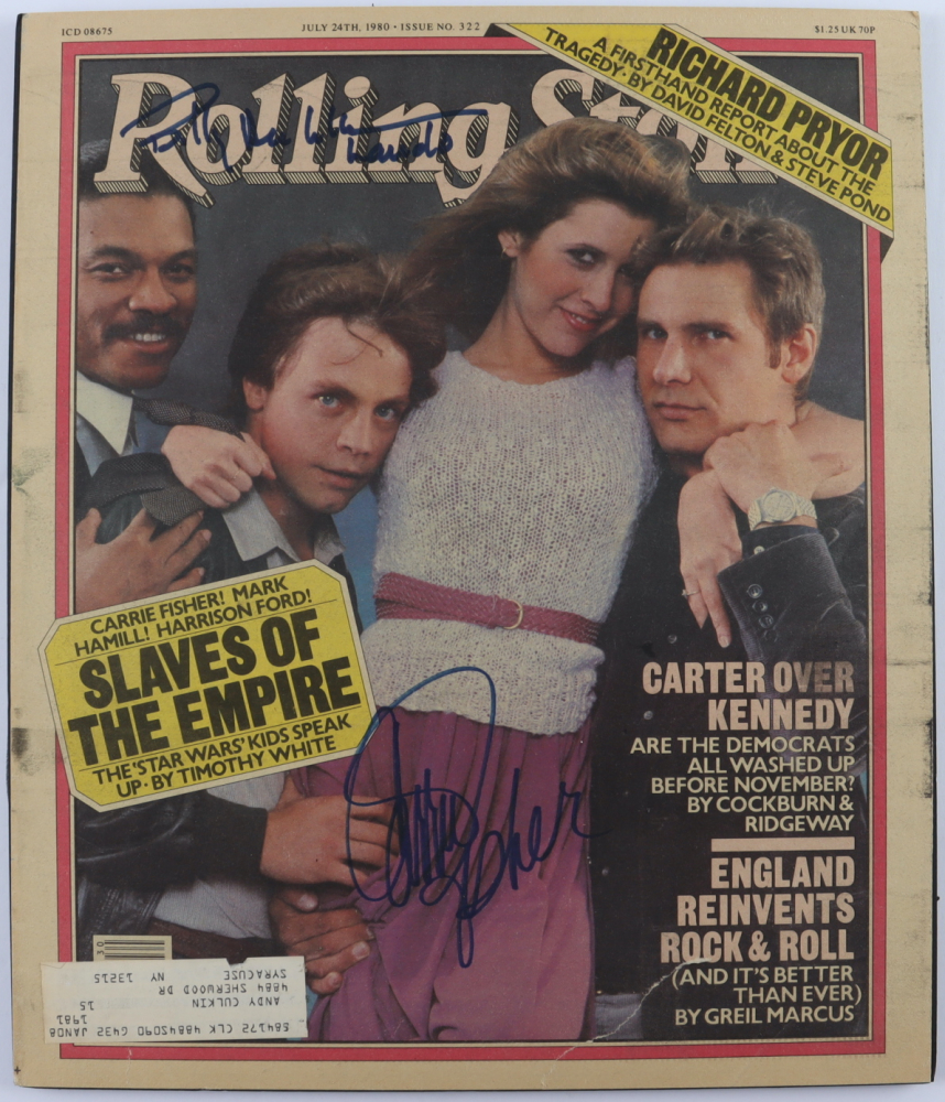 Carrie Fisher & Billy Dee Williams Signed 11.5x13.5 Rolling Stone ...