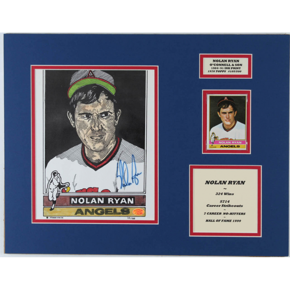 Nolan Ryan Signed LE Rangers 14x18 Custom Matted Print Display with ...