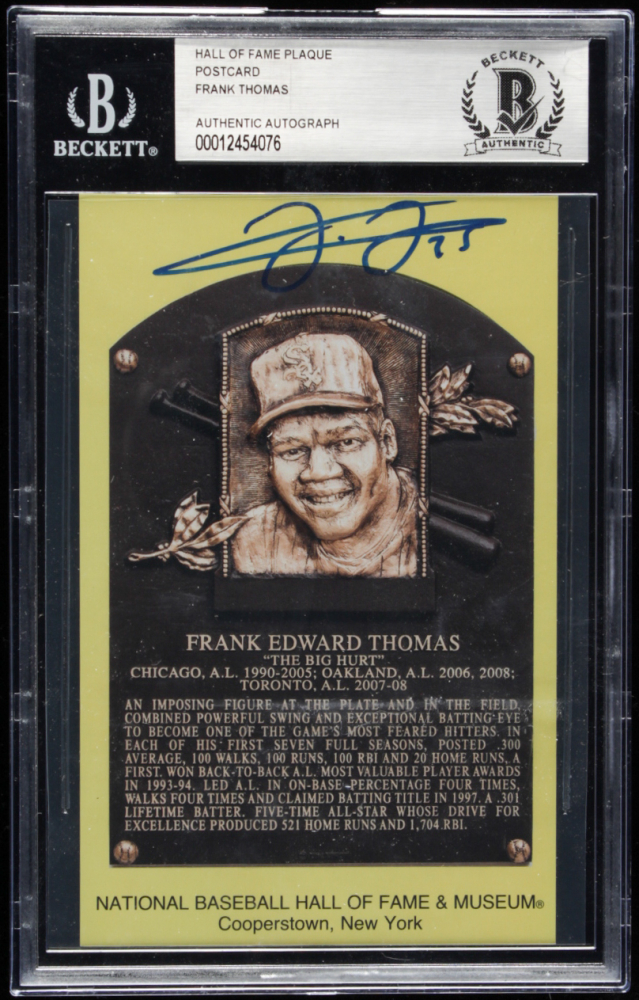 Frank Thomas Signed Gold Hall of Fame Plaque Postcard (BGS Encapsulated ...