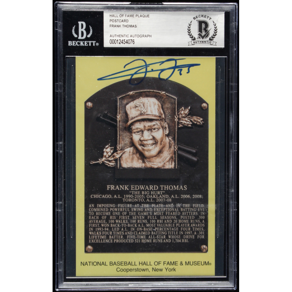 Frank Thomas Signed Gold Hall of Fame Plaque Postcard (BGS Encapsulated ...