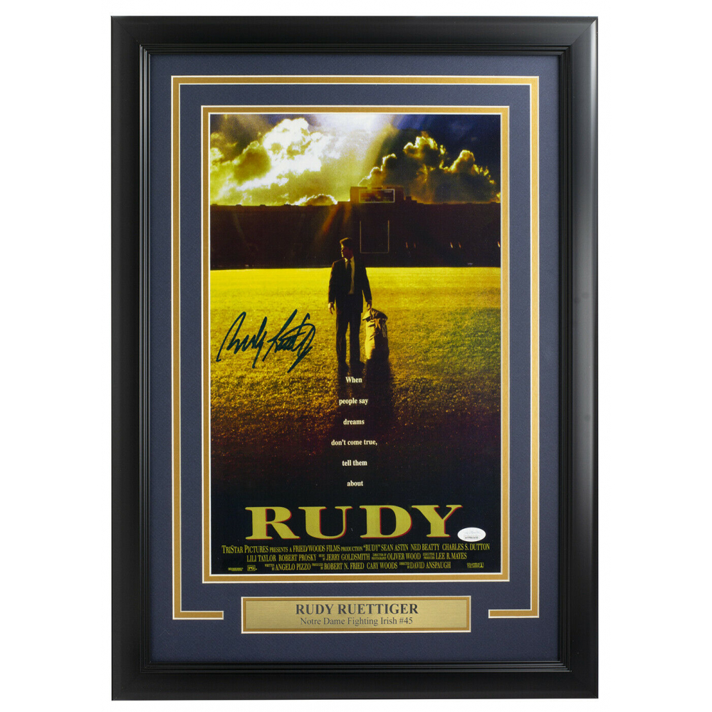 Rudy Ruettiger Signed "Rudy" 16x23 Custom Framed Movie Poster (JSA COA ...