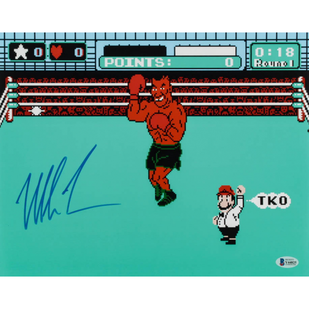 Mike Tyson Signed Punch Out 11x14 Photo Beckett COA Pristine