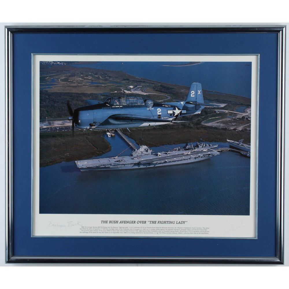 George H.W. Bush & Barbara Bush Signed "The Bush Avenger Over 'The ...