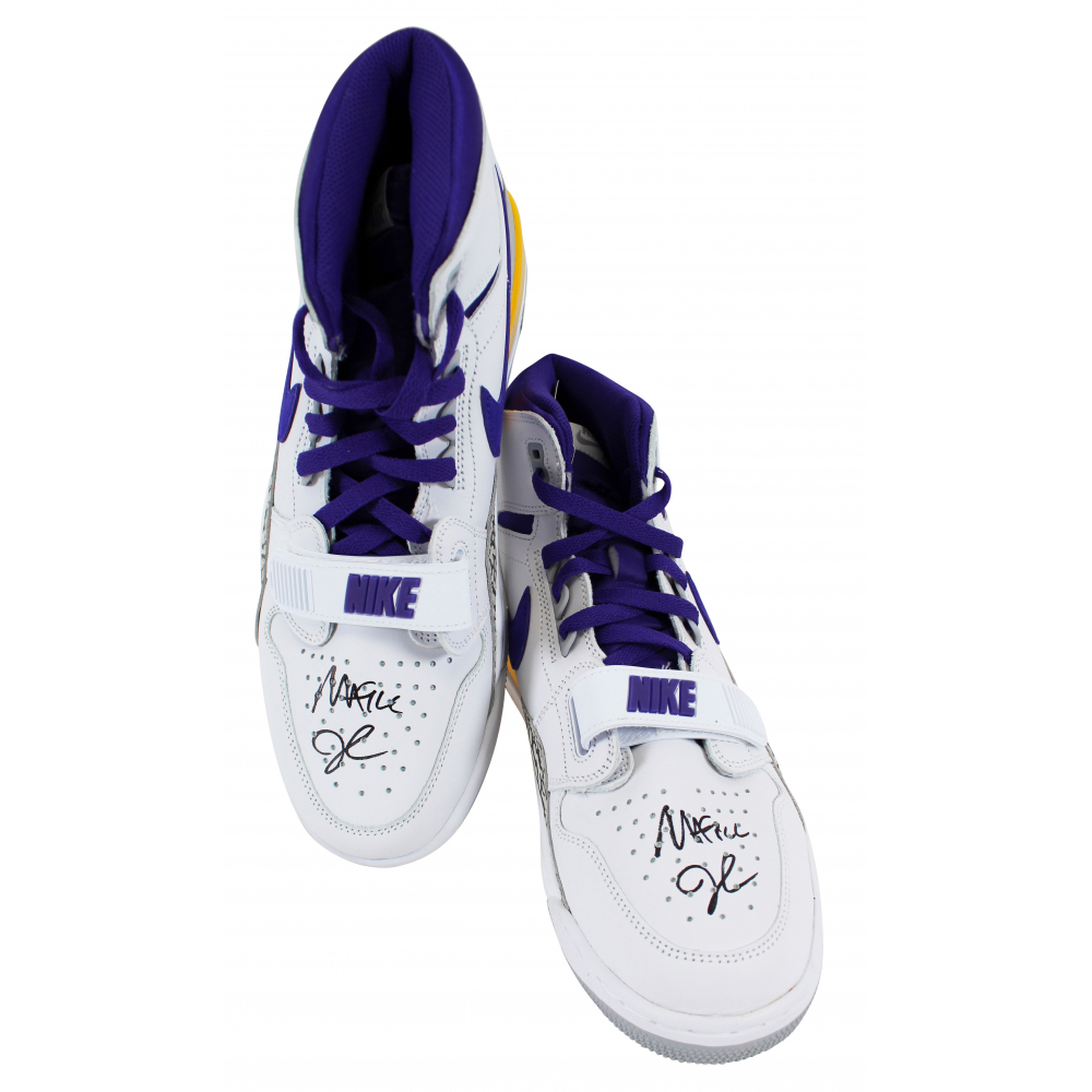 Pair of (2) Magic Johnson Signed 2018 Nike Air Jordan Legacy 312 ...