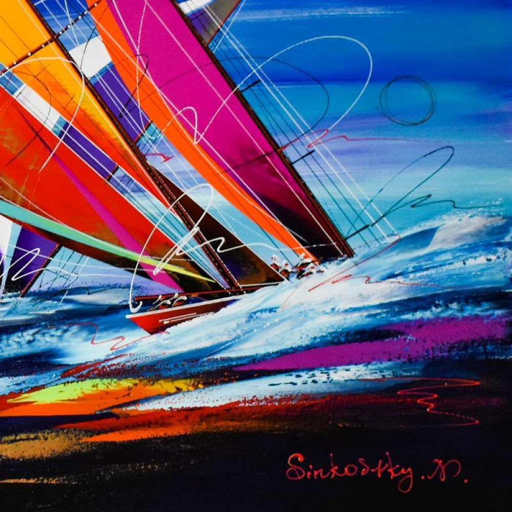 Natalia Sinkovsky Signed “Untitled” 20x40 Original Acrylic Painting on ...