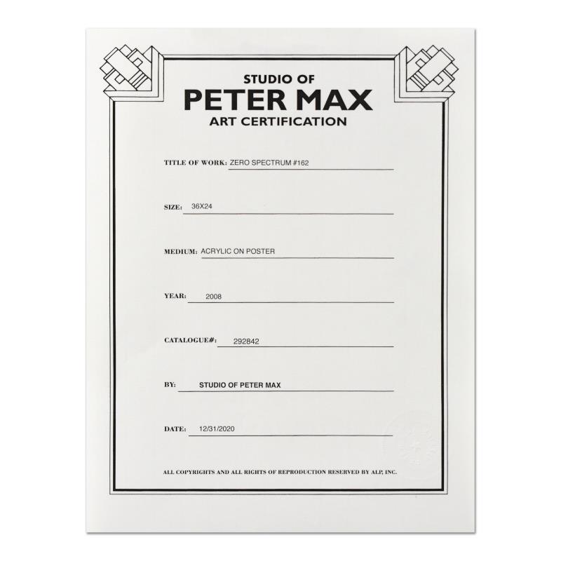 Peter Max Signed "Zero Spectrum" 34x46 Custom Framed One-Of-A-Kind ...