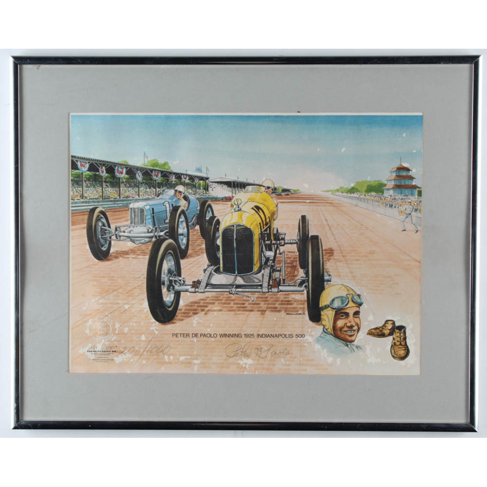 Pete DePaolo Signed LE 1925 Indianapolis 500 16x20 Custom Framed Print ...