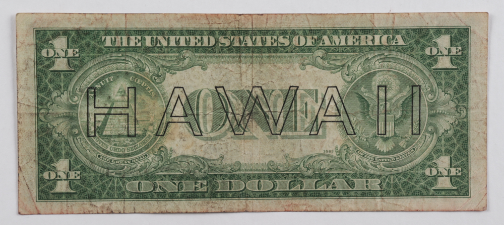 1929 $1 One Dollar U.S. Hawaii Overprint World War II Silver ...