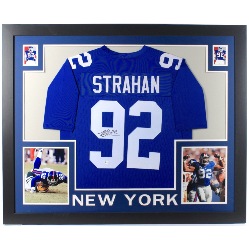 Michael Strahan Signed 35x43 Custom Framed Jersey Beckett COA