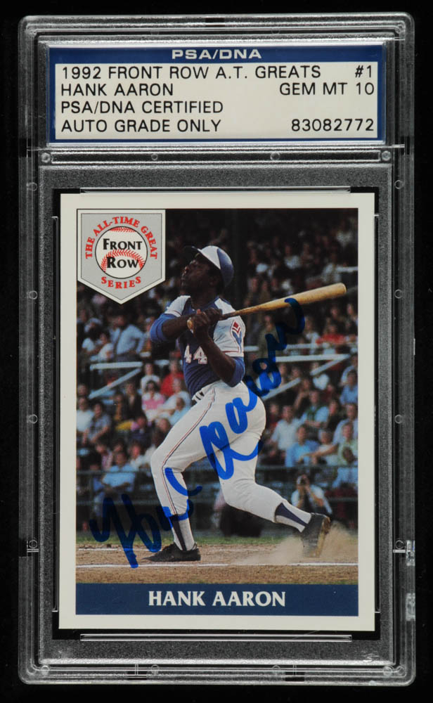Hank Aaron Signed 1992 Front Row Aaron #1 (PSA Encapsulated) | Pristine ...