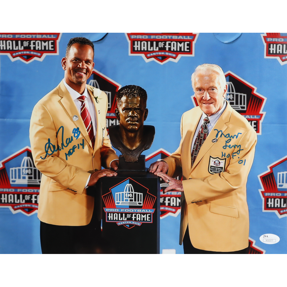 Marv Levy & Andre Reed signed 11x14 Photo Inscribed "HOF 14" & "HOF 01 ...