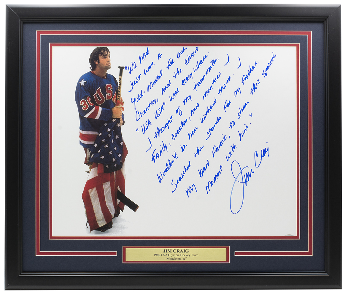Jim Craig Signed 1980 Team USA 22x27 Custom Framed Photo Display with ...
