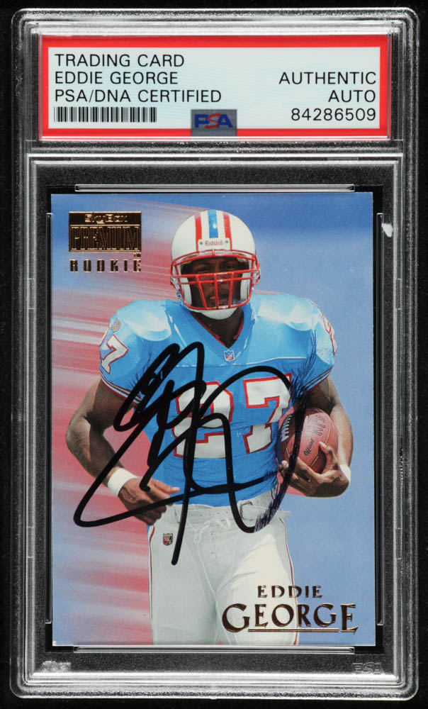 Eddie George Signed 1996 SkyBox Premium #195 RC (PSA Encapsulated ...