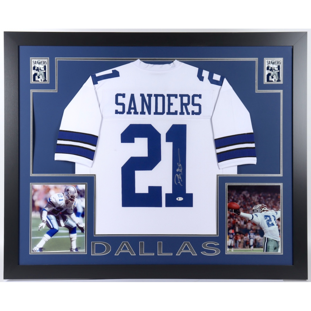 Deion Sanders Signed 35x43 Custom Framed Jersey (Beckett COA ...