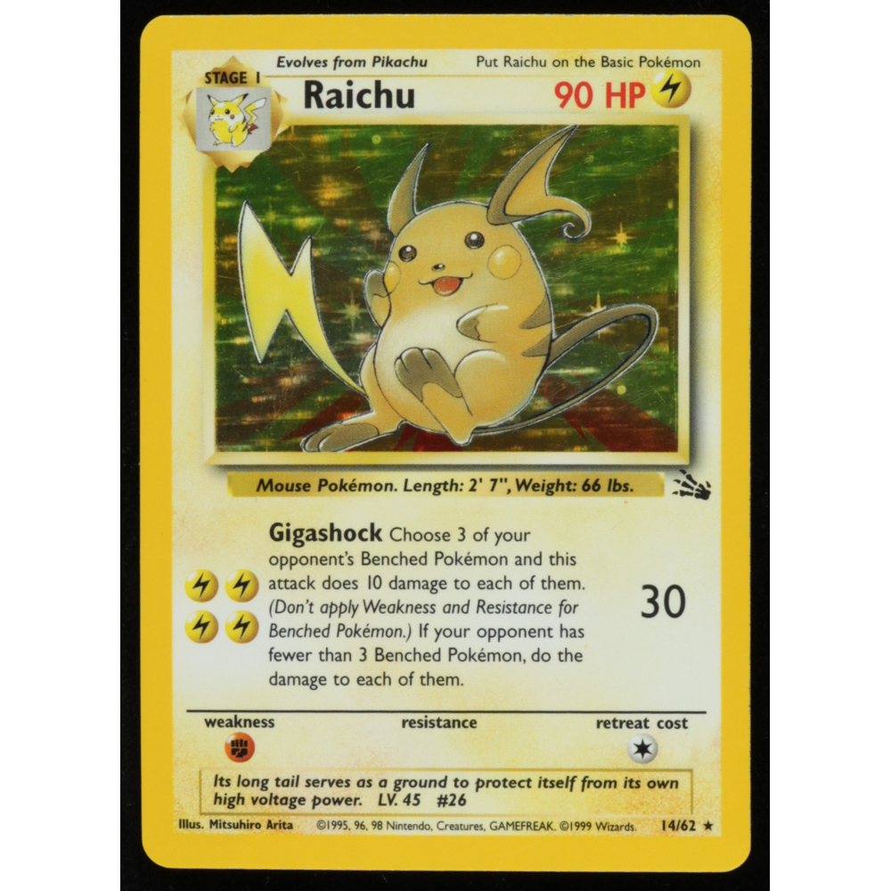 Raichu 1999 Pokemon Fossil Unlimited #14 HOLO | Pristine Auction