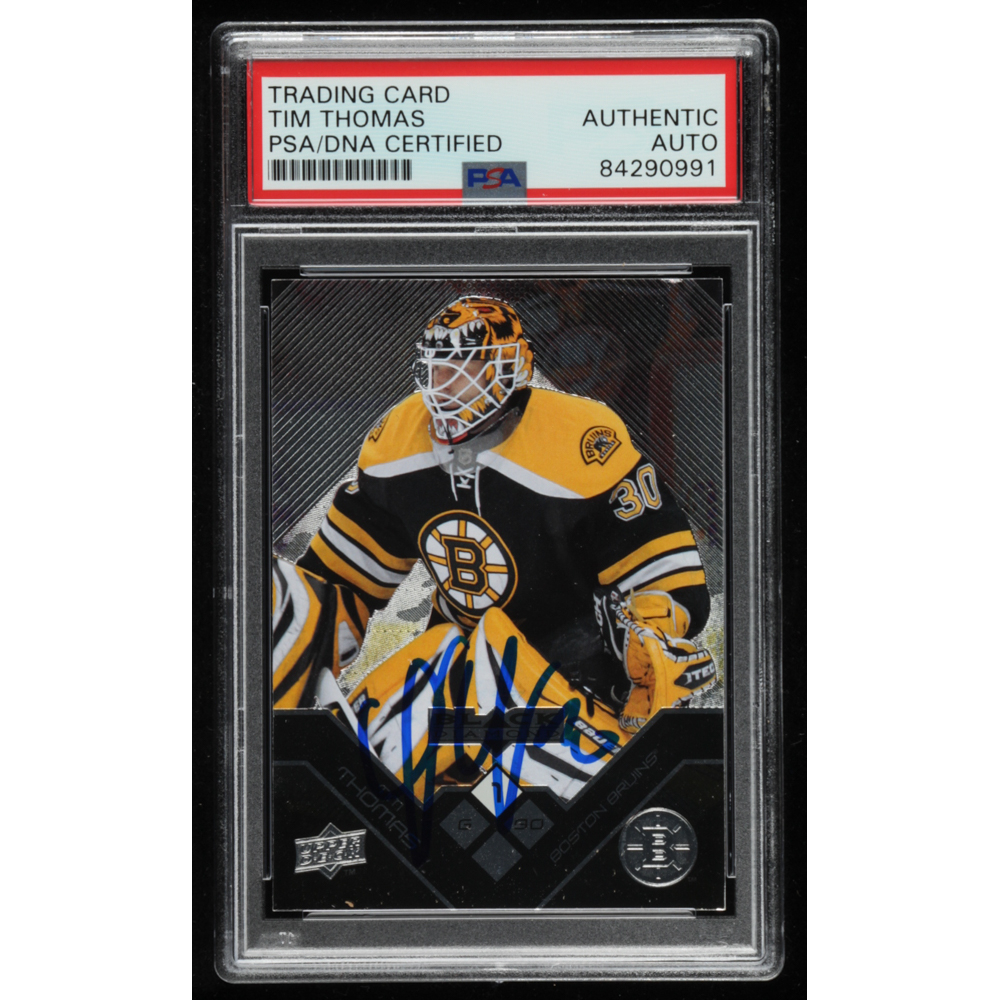 Tim Thomas Signed 2008-09 Black Diamond #6 (PSA Encapsulated ...
