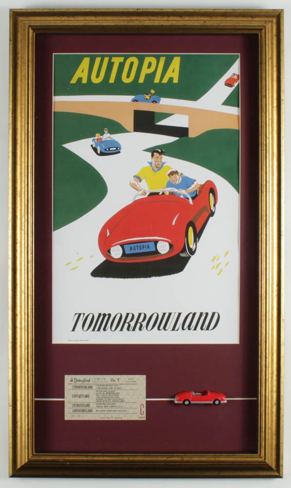 Disneyland "Tomorrowland Autopia" 16x27 Custom Framed Poster Display ...