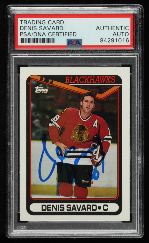 Denis Savard Signed 1990-91 Topps #28 (PSA Encapsulated) | Pristine Auction