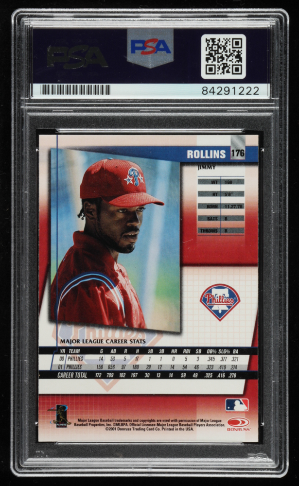 Jimmy Rollins Signed 2002 Donruss Best of Fan Club #176 (PSA ...