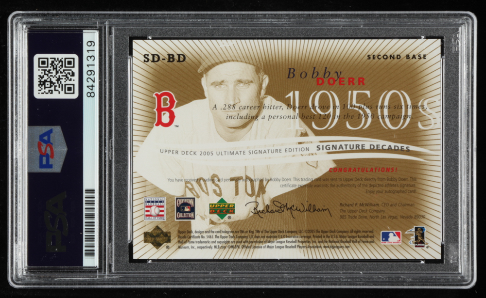 Bobby Doerr Signed 2005 Ultimate Signature Decades #BD T3 (PSA ...
