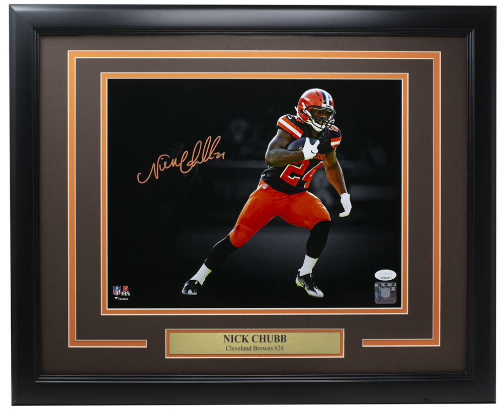 Nick Chubb Signed Browns 22x27 Custom Framed Photo Display (JSA COA ...