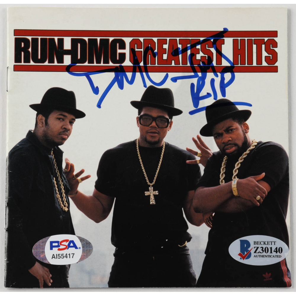 DMC Signed "Run-DMC Greatest Hits" CD Cover Inscribed "JMJ RIP ...