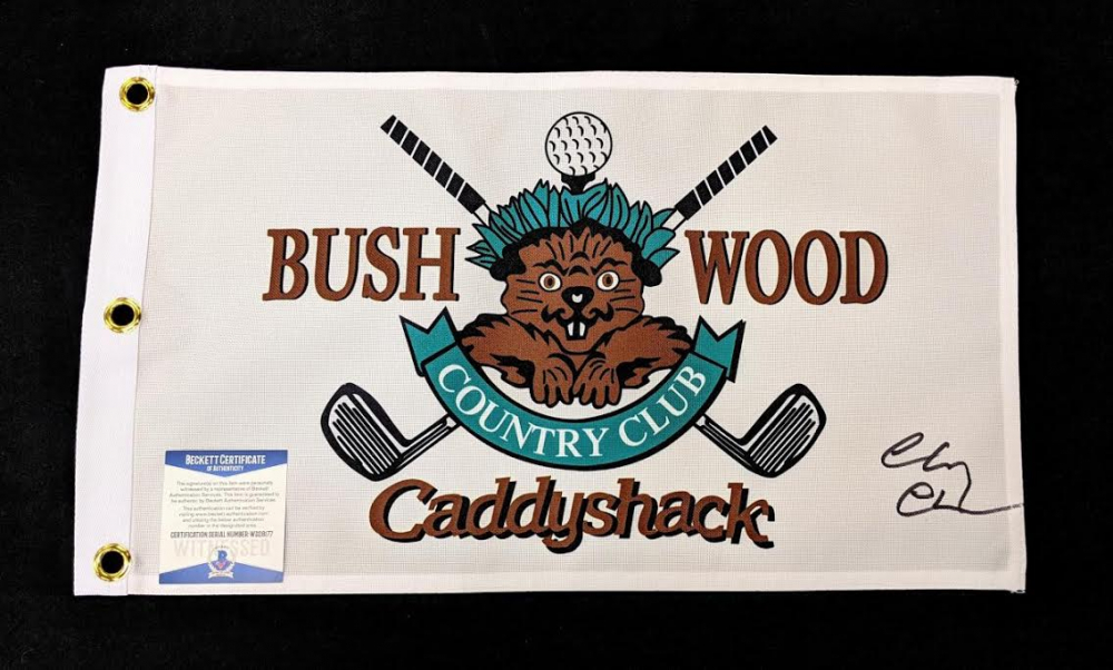 Chevy Chase Signed "Caddyshack" Bushwood Country Club Pin Flag (Beckett ...