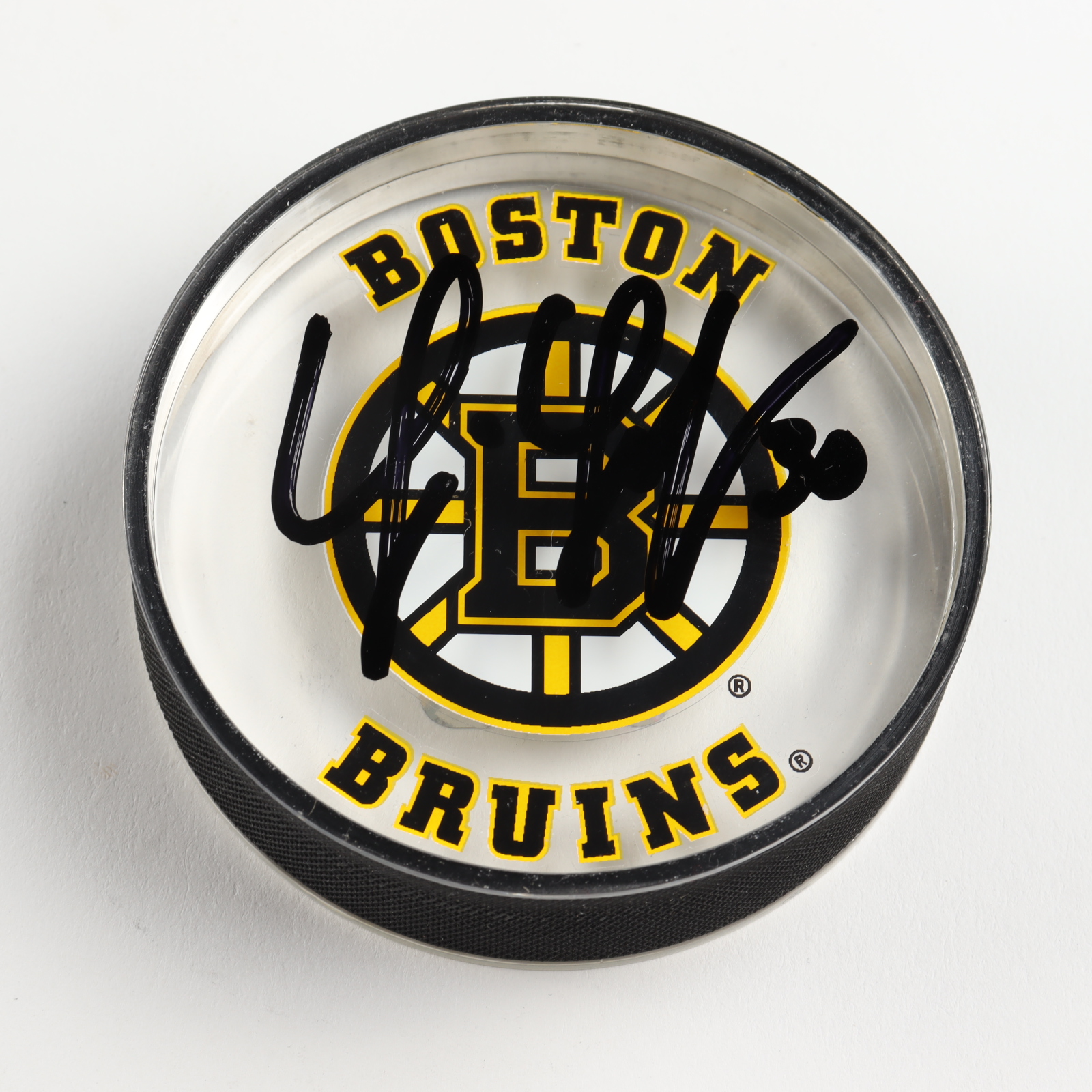 Tim Thomas Signed Bruins Logo Acrylic Hockey Puck (Thomas COA ...