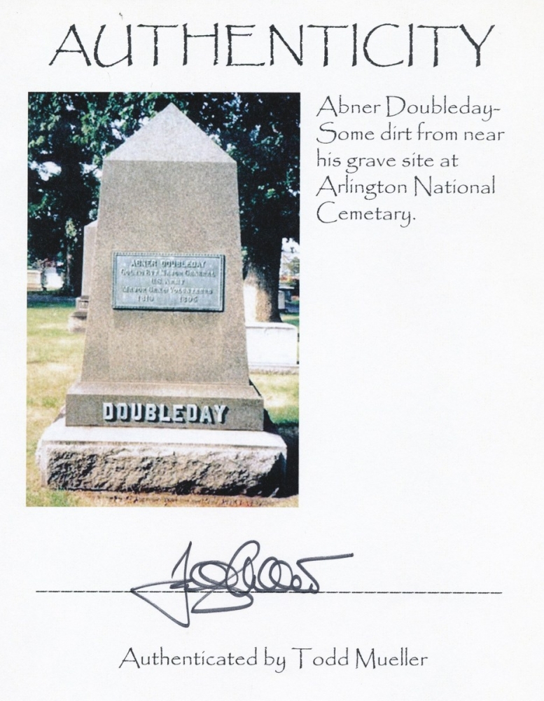 Abner Doubleday Relic Photo with Some Dirt From Near His Gravesite ...
